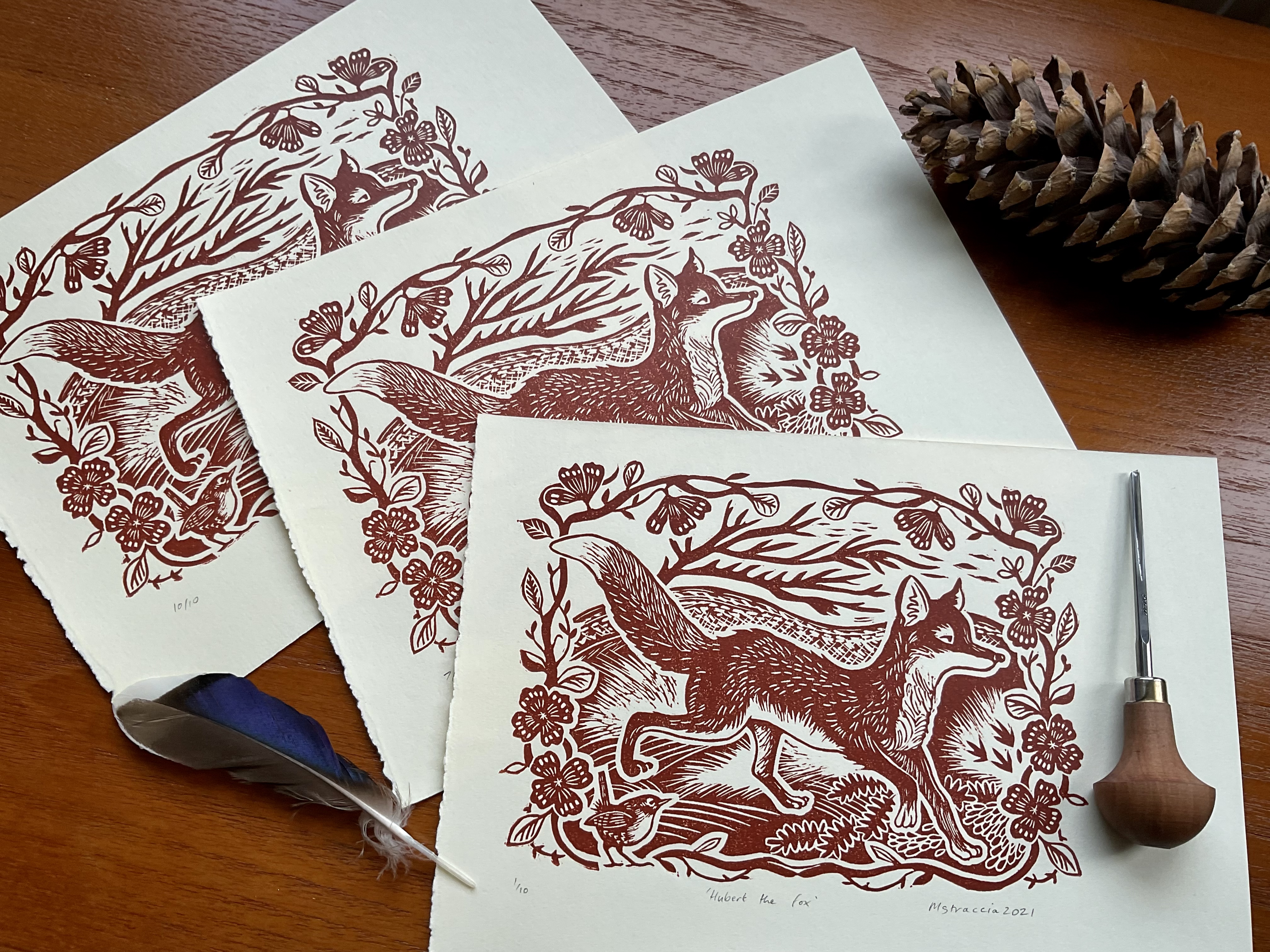Fox Linocut – Folk Style Linocuts By MStraccia Art